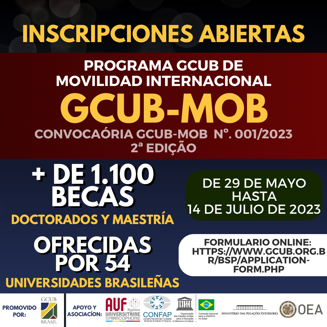 Inscrições abertas - Segunda Edição do Programa GCUB de Mobilidade ...