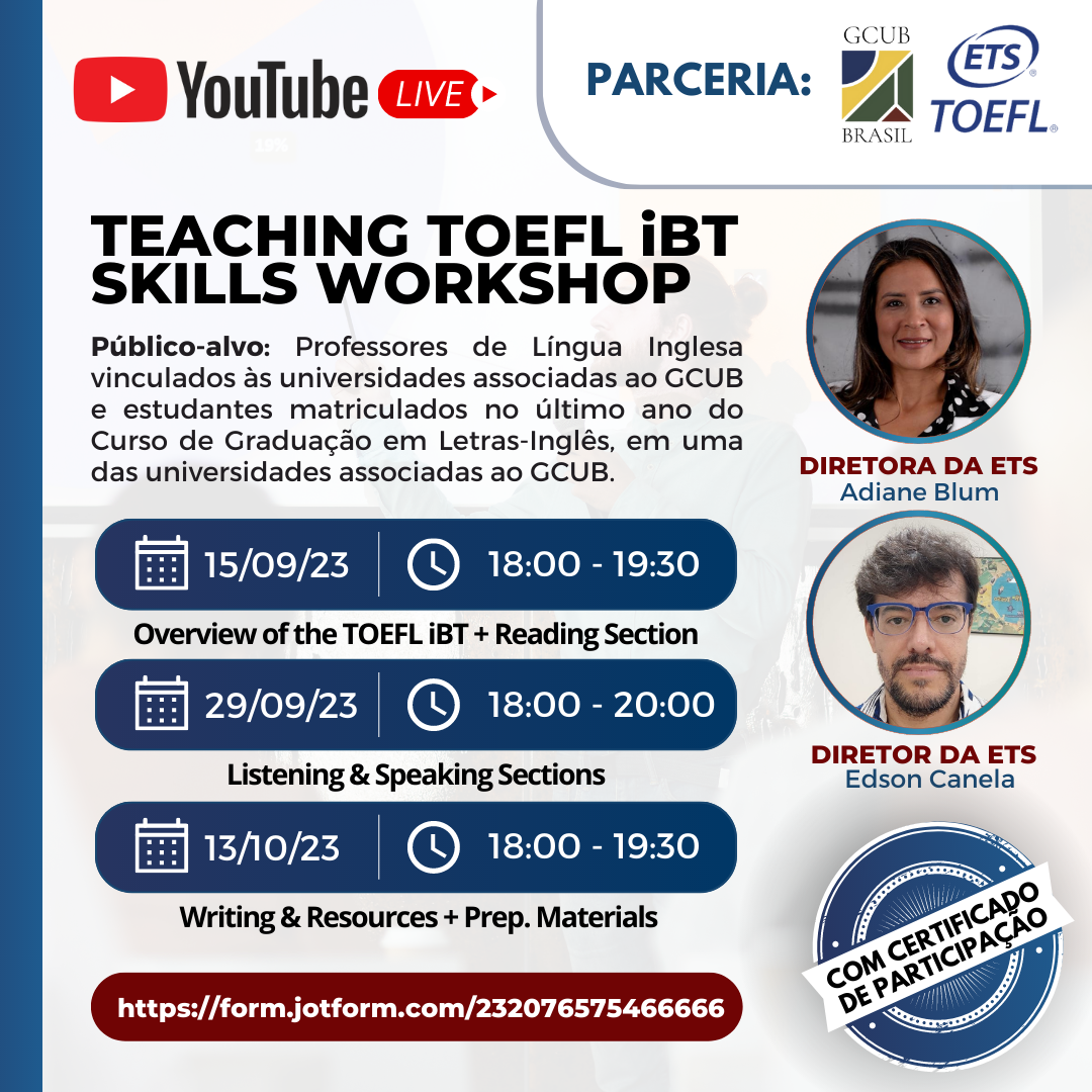 Inscrições Abertas para o Teaching TOEFL iBT Skills Workshop - Grupo de ...